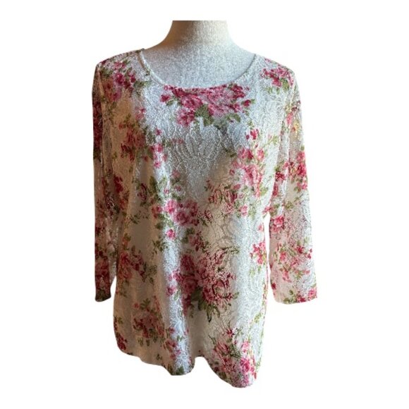 Rebecca Malone | Tops | Rebecca Malone Floral Lace Blouse Romantic ...